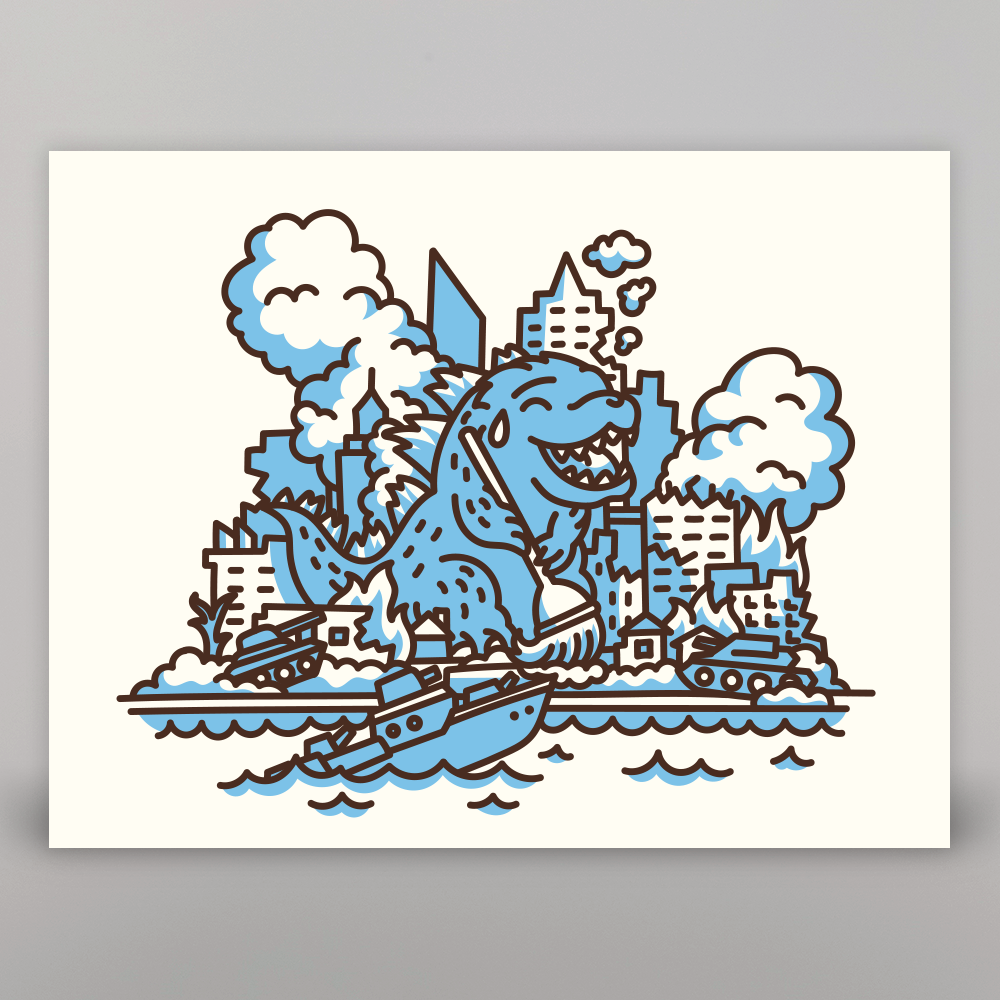Kaiju Clean-up, hand-pulled screen print – JC Lovely