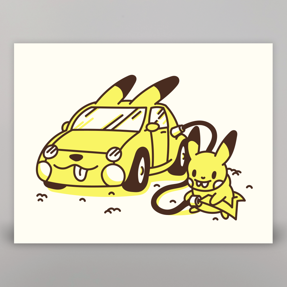 Pika-Powered, hand-pulled screen print – JC Lovely